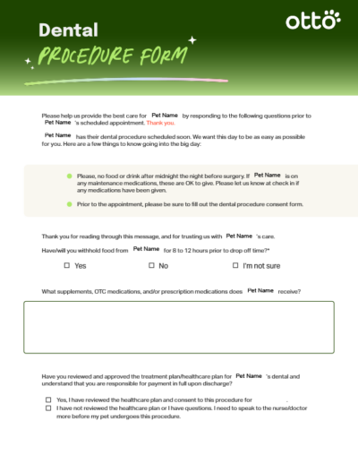 Editable Dental Procedure Consent Form for Veterinary Clinics - Otto.vet